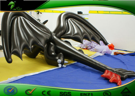 Large Inflatable Animals Black Toothless Dragon With White Claws 4m Long