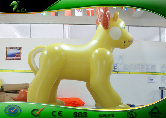 10ft Tall Gaint Inflatable Cartoon Characters Yellow Lion With UV Printing