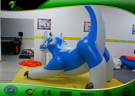 Outside Backyard Blue Inflatable Sea Dragon Toy For Siting / Riding
