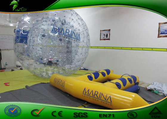 PVC 1.0mm Inflatable Water Toys , Inflatable Flying Fish Banana Boat For Sports