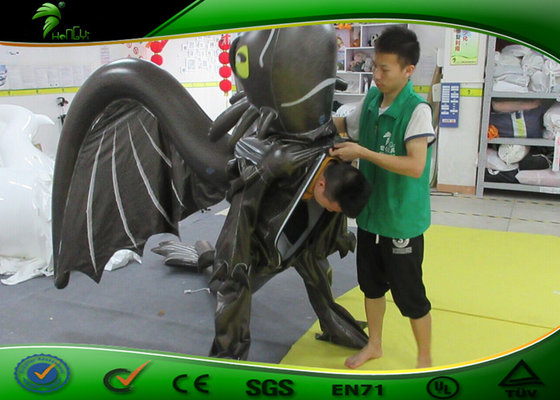 Double Layer PVC Black Inflatable Dragon Costume Suit For Adults / Kids