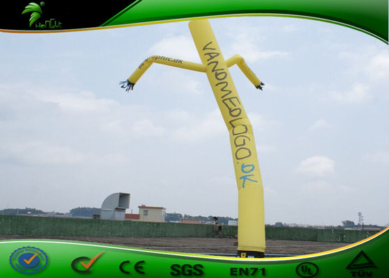 Outdoor Yellow Color Inflatable Advertising Waving Man For Trade Show