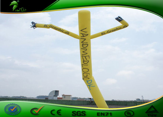 Outdoor Yellow Color Inflatable Advertising Waving Man For Trade Show