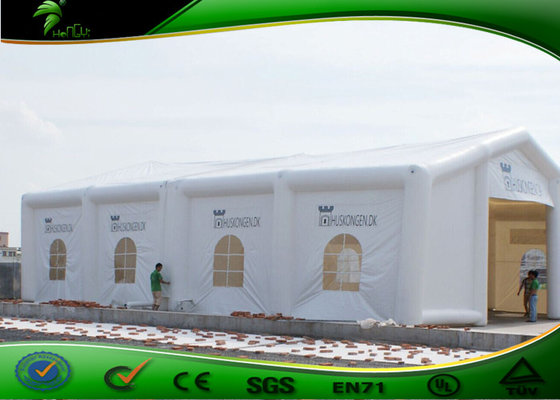 White Luxury Wedding Party / Giant Inflatable Air Tent 18m Long , Inflatable Event Tent