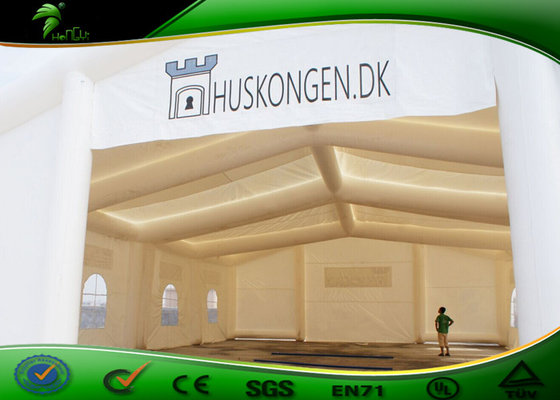 White Luxury Wedding Party / Giant Inflatable Air Tent 18m Long , Inflatable Event Tent
