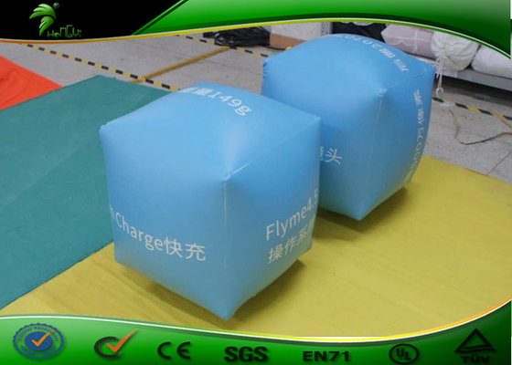 Blue Cube Inflatable Advertising Balloons Custom Logo For Adults Play