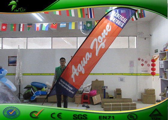 Feather Shape Orange Outdoor Flag Banners with Ground Spike Convenient Operation
