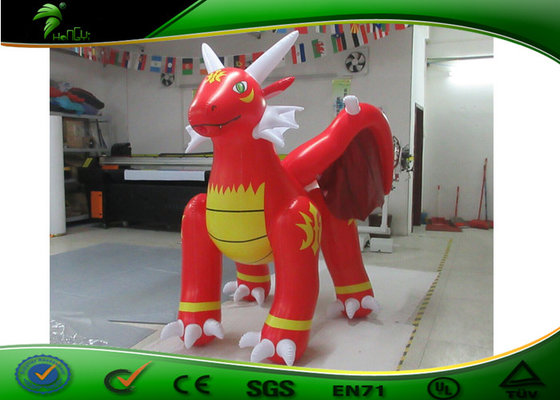 Inflatable Cartoon Characters Balloon Shape Red Flying Dragon For Festival Outdoor Decoration