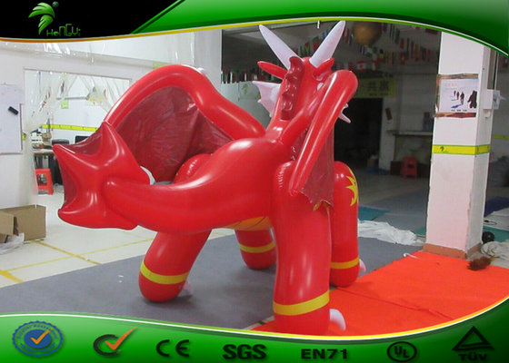 Inflatable Cartoon Characters Balloon Shape Red Flying Dragon For Festival Outdoor Decoration