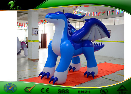 Inflatable Cartoon Characters / 2 M High Giant Blue Inflatable Dragon Toy / Cool Inflatable Dragon Animal For Event
