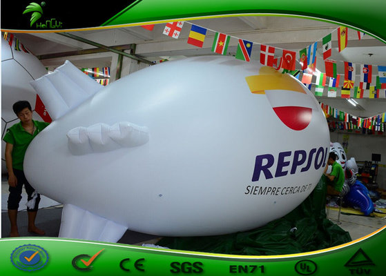 Wonderful White Inflatable Blimp / Air Blimp Helium Balloons 6m Long For Advertising