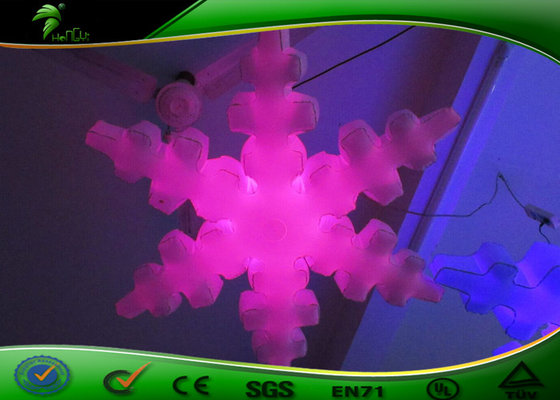 Multi - colors LED Large Inflatable Lighting Decoration Snowflake Hanging Balloon