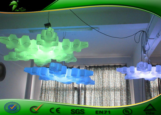 Multi - colors LED Large Inflatable Lighting Decoration Snowflake Hanging Balloon