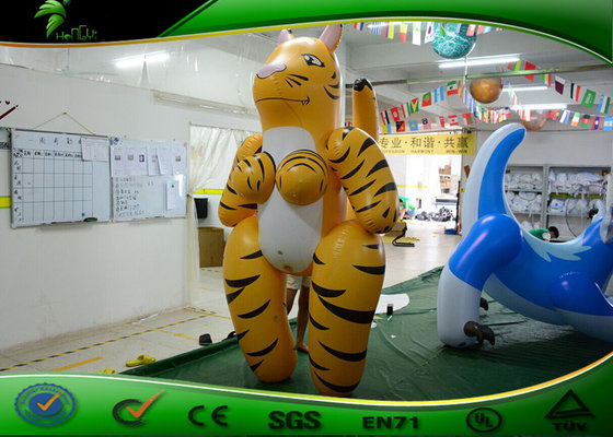 Yellow Inflatable Cartoon Characters Lovely Giant Inflatable Tiger For Man