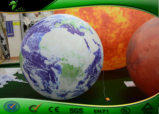 Durable Inflatable Lighting Decoration , PVC Inflatable Earth LED Balloon Decoration