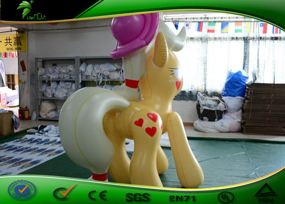 Inflatable Cartoon Characters , PVC Yellow Lovely Inflatable Horse Toy / Inflatable Animal For Kids