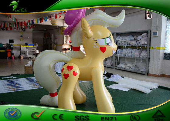 Inflatable Cartoon Characters , PVC Yellow Lovely Inflatable Horse Toy / Inflatable Animal For Kids