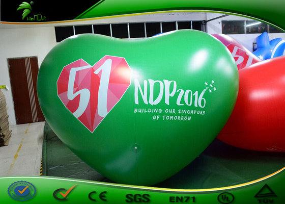 Inflatable Advertising Balloons / Inflatable Green Heart Helium Balloon / Inflatable Flying Ball For Advertising / Event