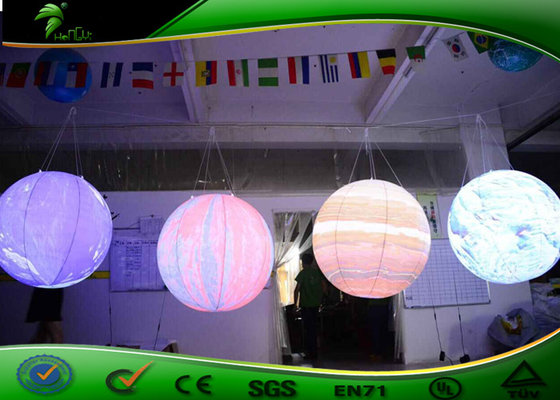 Inflatable Lighting Decoration , Colorful 0.18mm PVC LED Inflatable Balloon , Inflatable Planet Balloon For Advertising