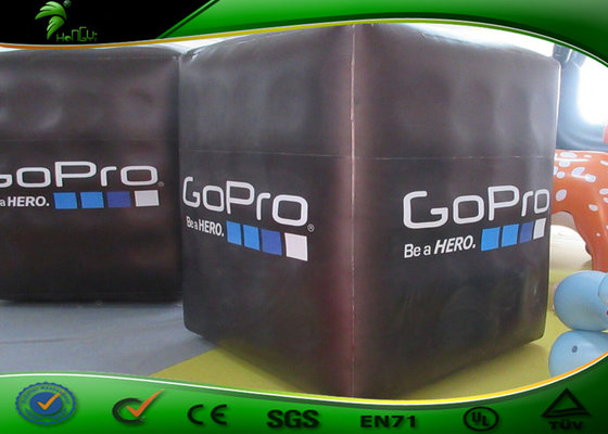 Inflatable Black Cube Ball / Inflatable Floating Helium Square With Logo Printing
