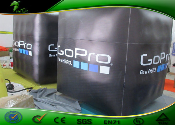 Inflatable Black Cube Ball / Inflatable Floating Helium Square With Logo Printing