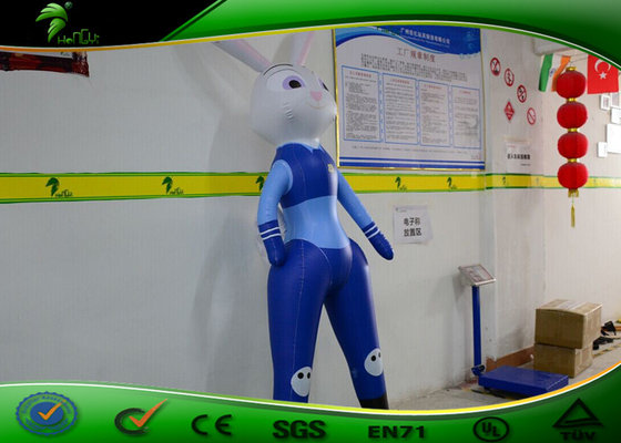 Enthusiastic Crazy Animal Blue Inflatable Policewoment , Inflatable Water Rabbit Cartoon