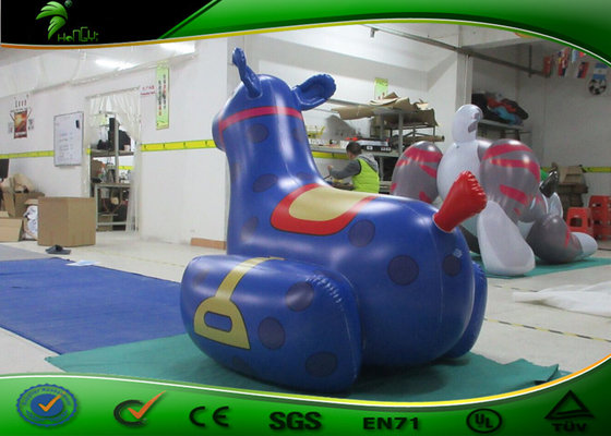 Cartoon Characters Small PVC Inflatable Blue Horse 1m Inflatable Jumping Horse Toy