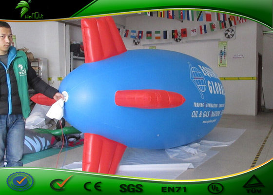 Popular Blue Outdoor Inflatable Airship Model / Inflatable Rc Blimp For Advertising