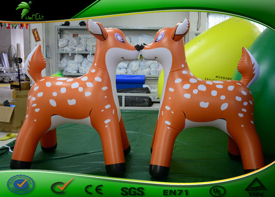 Naughty Standing PVC Inflatable Cartoon Characters Brown Deer Balloon Durability