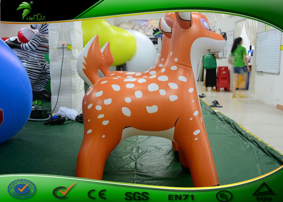 Naughty Standing PVC Inflatable Cartoon Characters Brown Deer Balloon Durability