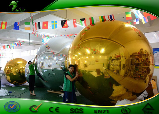 Floating Inflatable Gold / Silver Mirror Ball 0.6mm Strong PVC Lightweight