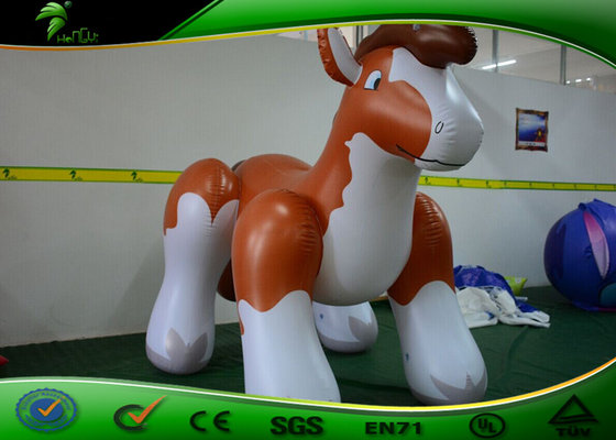 Inflatable Animal Brown Cartoon ,  PVC Inflatable Horse Toy Short Fat For Children
