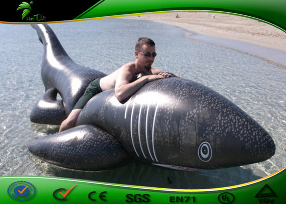 PVC 0.4mm Inflatable Water Toys Black Shark Pool Balloon 3 meters Long ASTM