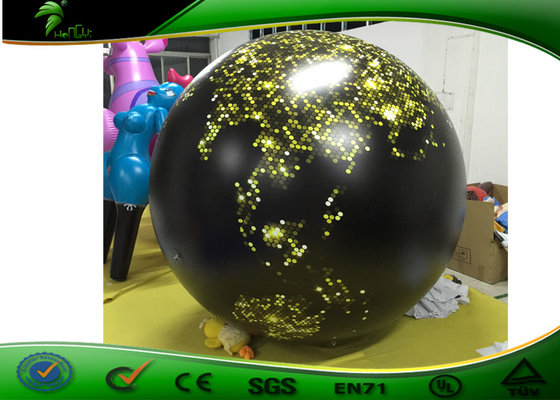 Large Black Inflatable Advertising Balloons With Whips , PVC Hang Inflatable Globe