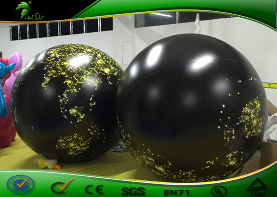 Large Black Inflatable Advertising Balloons With Whips , PVC Hang Inflatable Globe