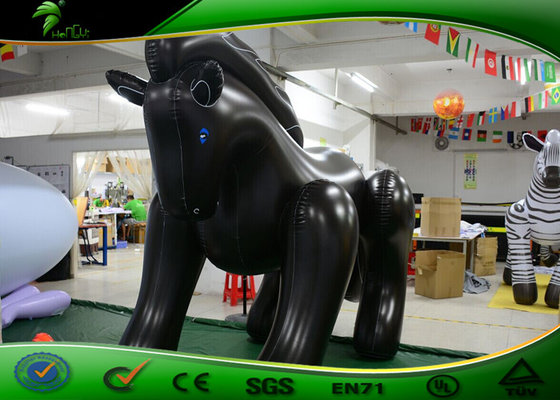 PVC 0.4mm Black Inflatable Horse Animal , Inflatable Black Horse For Decoration