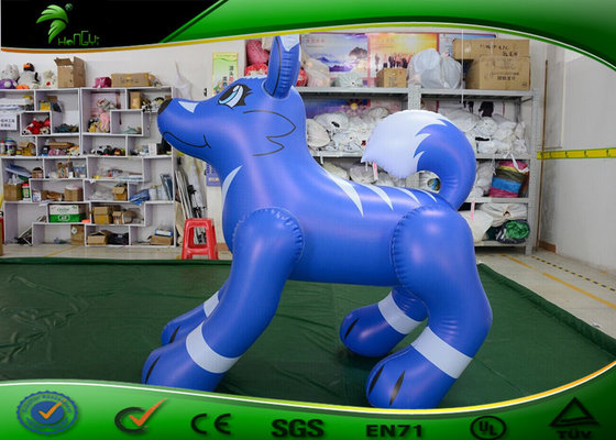 Advertising 2m Tall Inflatable Cartoon Characters Standing Blue Inflatable Dog