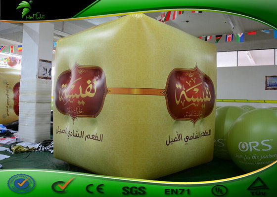 Fantastic Printing On Ground Cube Inflatable Helium Balloon Flying / Hanging