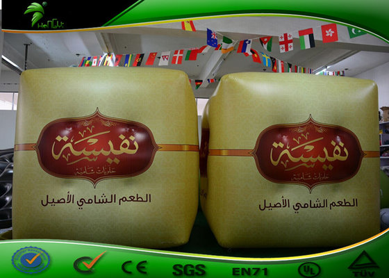 Fantastic Printing On Ground Cube Inflatable Helium Balloon Flying / Hanging