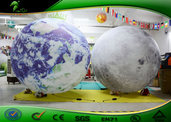 Led Lighting Inflatable Advertising Balloons 2m Helium Earth Planets Shape