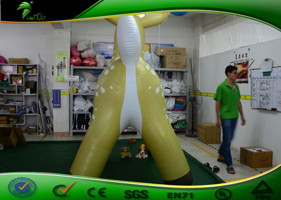 Lovely PVC 0.4mm Advertising Inflatable Animals Giant Yellow Inflatable Deer 3m Tall