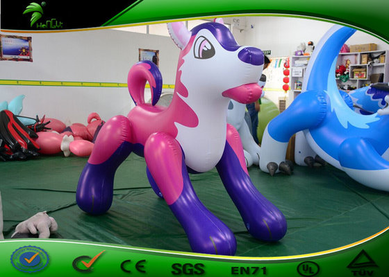 Colorful Inflatable Cartoon Characters Strong PVC Inflatable Husky Dog For Pool