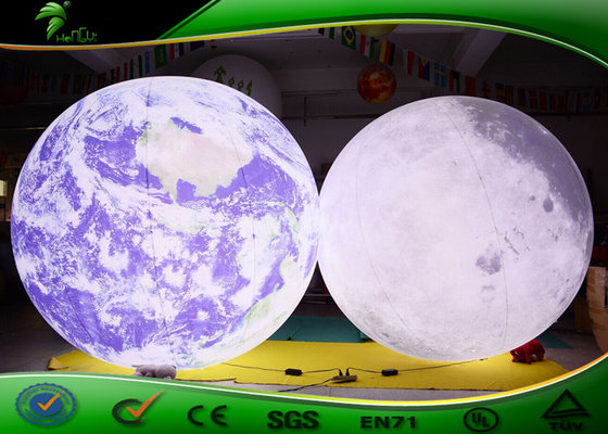 Custom Planet Shaped Inflatable Advertising Balloons With LED Lighting 0.18mm PVC