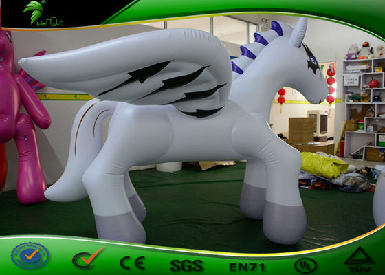 White Inflatable Cartoon Characters PVC Cartoon Flying Horse Shaped Non Toxic