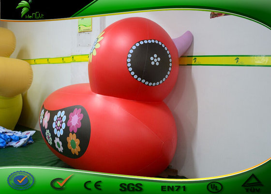 Customized PVC Inflatable Cartoon Characters Inflatable Red Duck For Pool