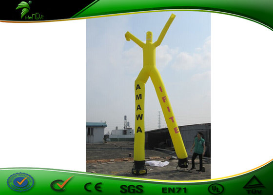 Yellow Double Oxford Cloth Air Dancer , 2 Legs Inflatable Sky Dancer Wind Man