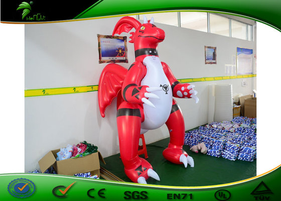 2.5M High Red Dragon Animal Inflatable Cartoon Characters PVC 0.44mm Material