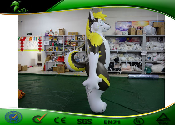 UV Printing 2.5M Inflatable Cartoon Characters Standing Wolf Animal For Promotion