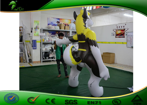 UV Printing 2.5M Inflatable Cartoon Characters Standing Wolf Animal For Promotion
