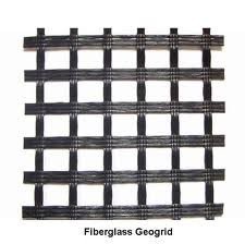 25kn -120kn Bitument Coated Pavement Reinforcement Geogrid Fiberglass Material Black Color
